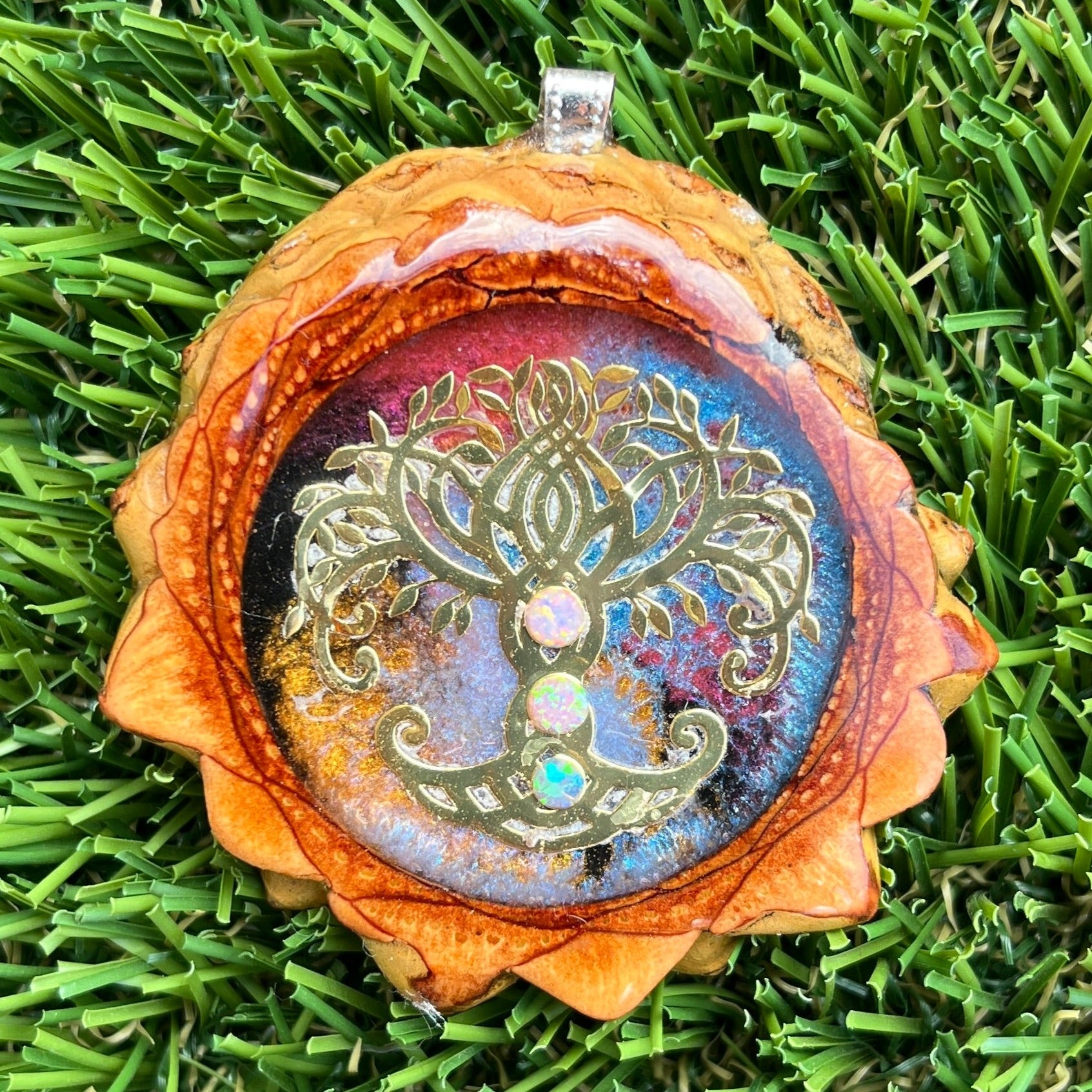 Galaxy with Opal & Tree of Life – Aura Pinecones